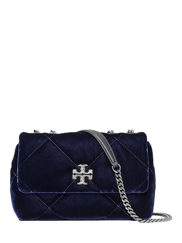 Tory Burch Kira Diamond Quilt Velvet Shoulder Bag - Midnight