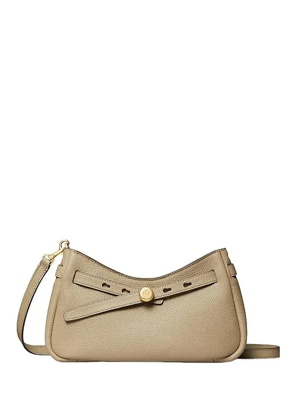 Tory Burch Romy Leather Zip Top Crossbody - Soft Cement