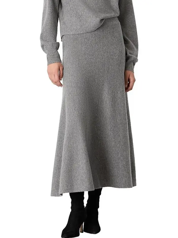 Whistles Midi Wool Skirt - Grey