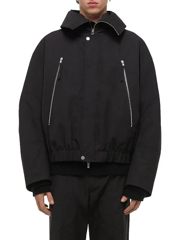 Helmut Lang Relaxed Fit Hooded Bomber Jacket - Black