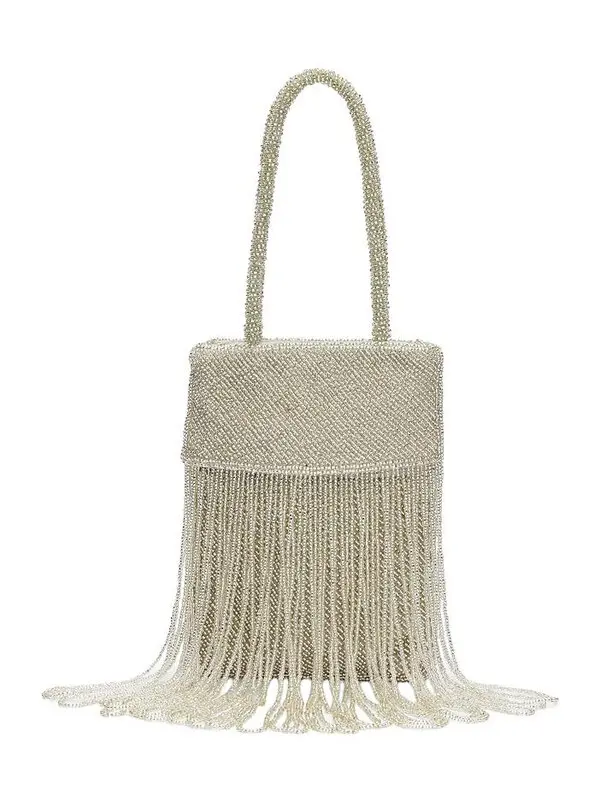 REFORMATION Valentina Mini Beaded Shoulder Bag - Silver