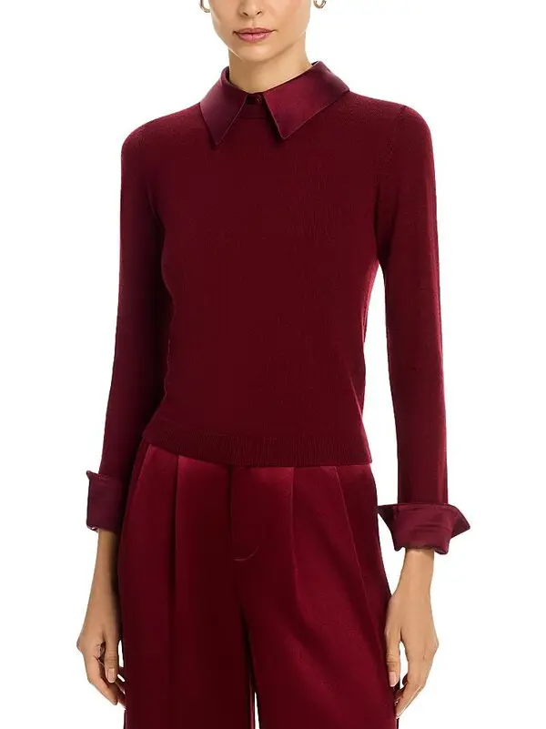 Alice + Olivia Porla Collared Sweater - Oxblood