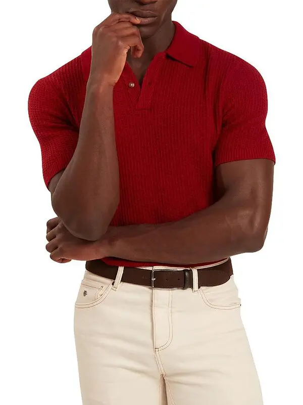 Ted Baker London Caelum Herringbone Polo Shirt - Red