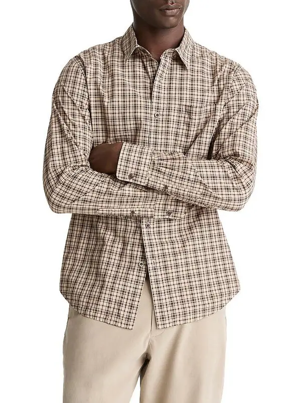 Vince Great Falls Plaid Classic Fit Button Down Shirt - River Sand/mission