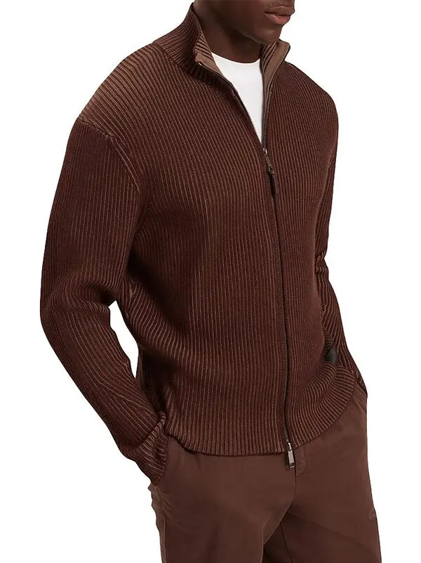 Ted Baker London Romani Zip Sweater - Dark Brown