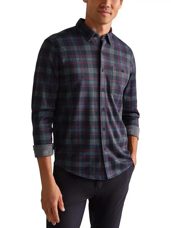 RHONE Hardy Flannel Relaxed Fit Shirt - True Navy Plaid