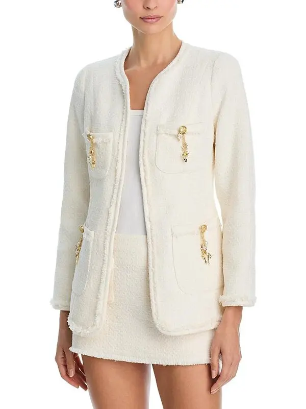 LoveShackFancy Adrina Frayed Edge Jacket - Cream