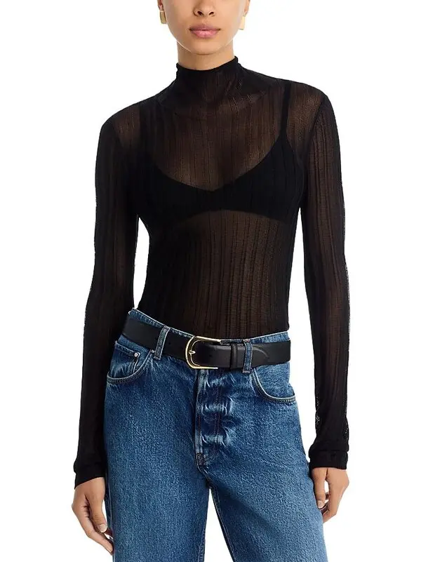 Joe's Jeans The Lana Ribbed Turtleneck Top - Black