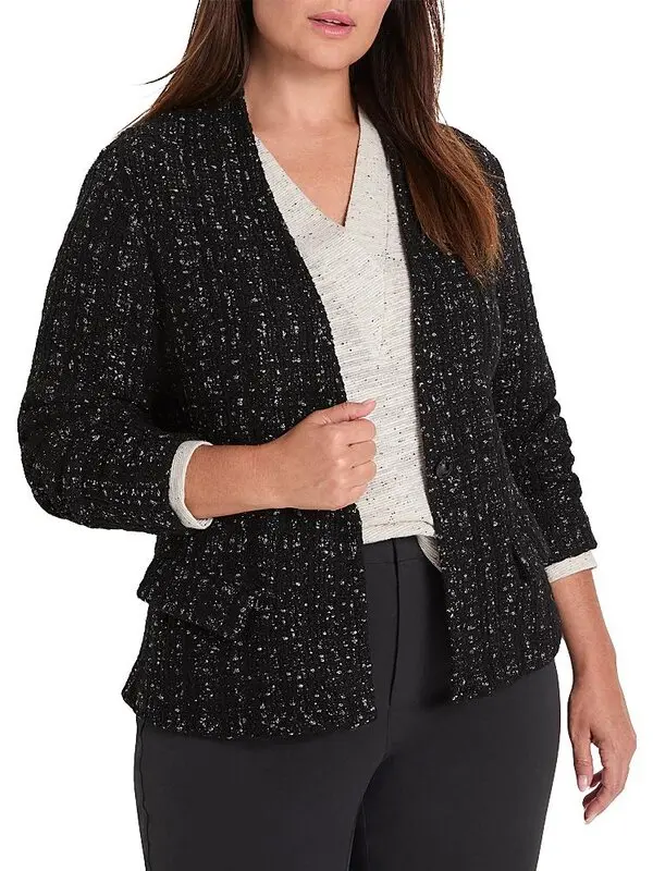 NIC+ZOE Metallic Grid Knit Jacket - Black Mix