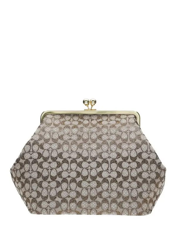 COACH Kisslock Crystal Signature Jacquard Frame Bag - Brass/burnished Amber