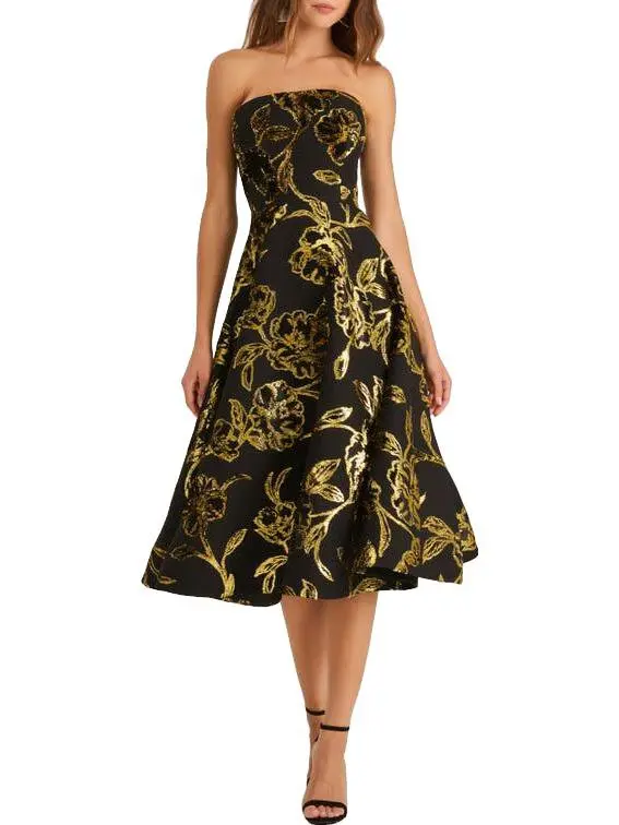 HELSI Vivi Strapless Fit And Flare Cocktail Dress - Black/gold