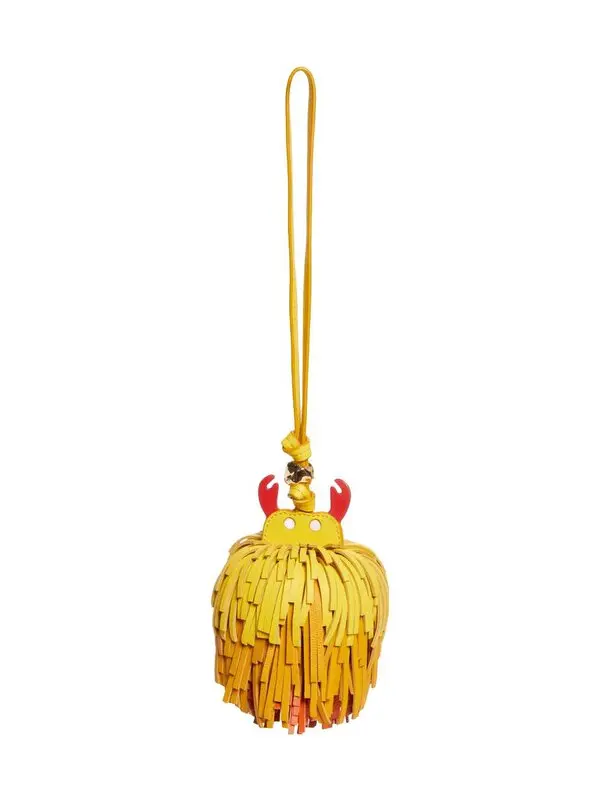 Zimmermann Crab Fringe Leather Bag Charm - Yellow