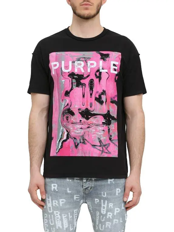 PURPLE BRAND Textured Inside Out Graphic T-shirt - Black