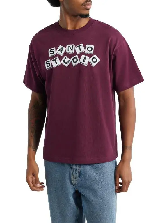 SANTO STUDIO Dice Graphic T-shirt - Merlot
