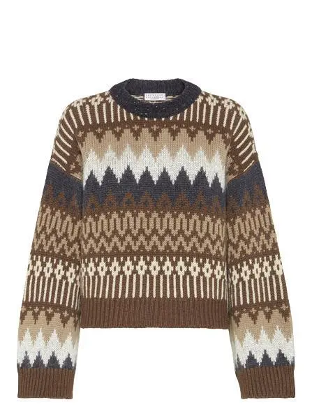 Brunello Cucinelli Jacquard Knit Sweater - Brown