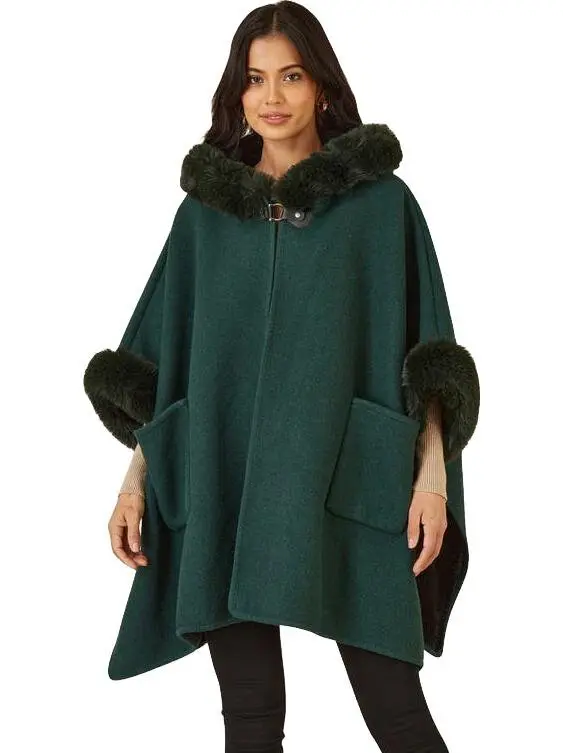 YUMI Hooded Cape Jacket - Green