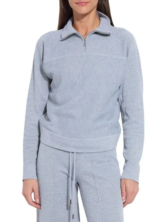 Lyssé Viola Knit Half Zip Lounge Sweatshirt - Grey Melange