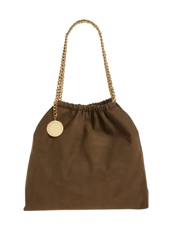 Stella McCartney Medium Falabella Faux Suede Drawstring Tote - Moka