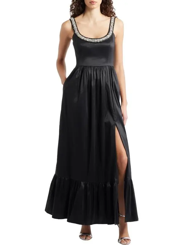 HUTCH Ericha Crystal Embellished Gown - Black