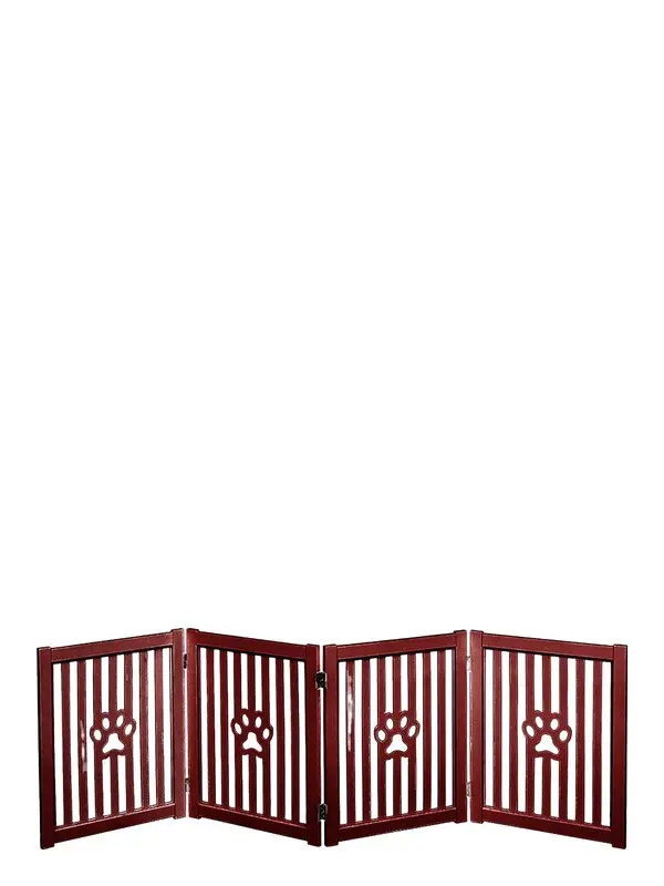 TRIMATE 4-panel Dog Wooden Foldable Gate - Red