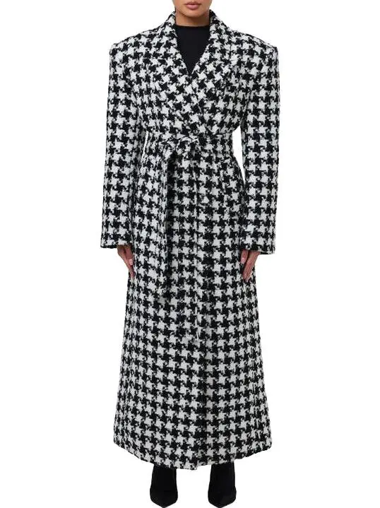 Naked Wardrobe Houndstooth Trench Coat - Houndstooth Black/white