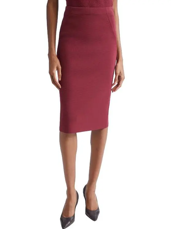 St. John Nina Knit Pencil Skirt - Bordeaux