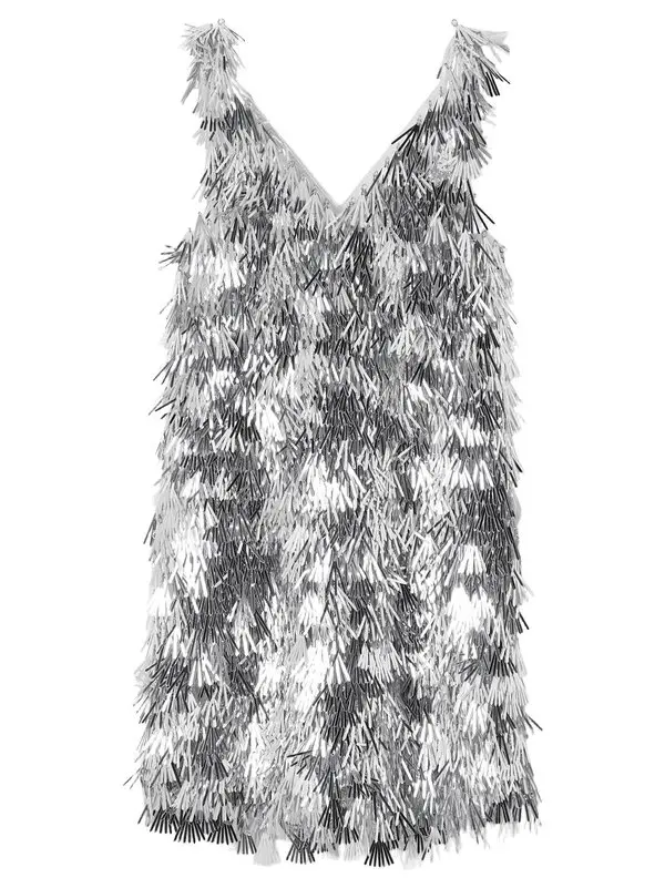 Rabanne Fringed Chainmail Mini Dress - Silver