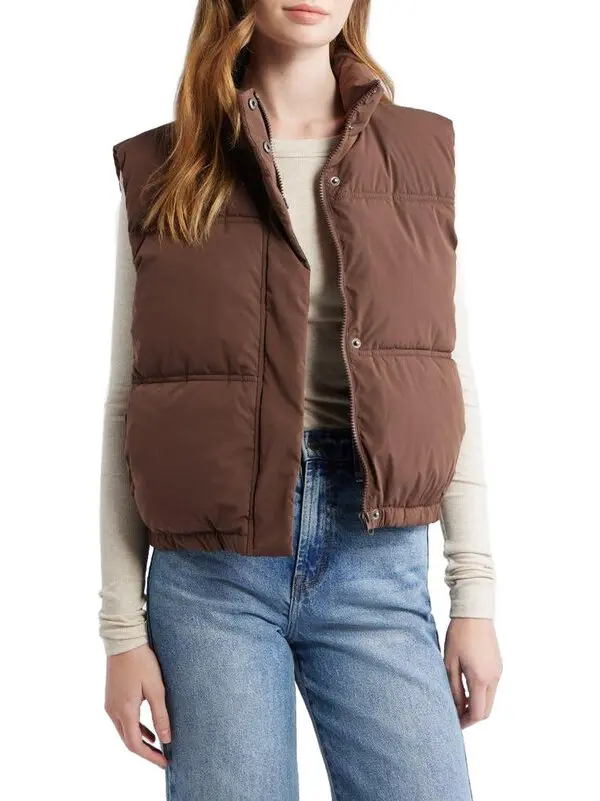 THREAD & SUPPLY Quilted Puffer Vest - Shaved Chocolate
