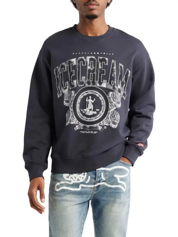 ICECREAM College Graphic Sweatshirt - Charcoal