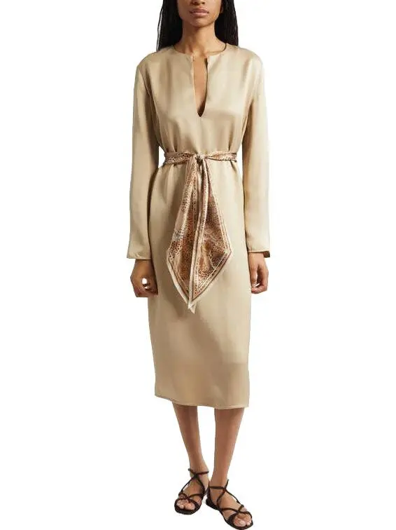 Zimmermann Rebellion Long Sleeve Twill Midi Dress - Champagne