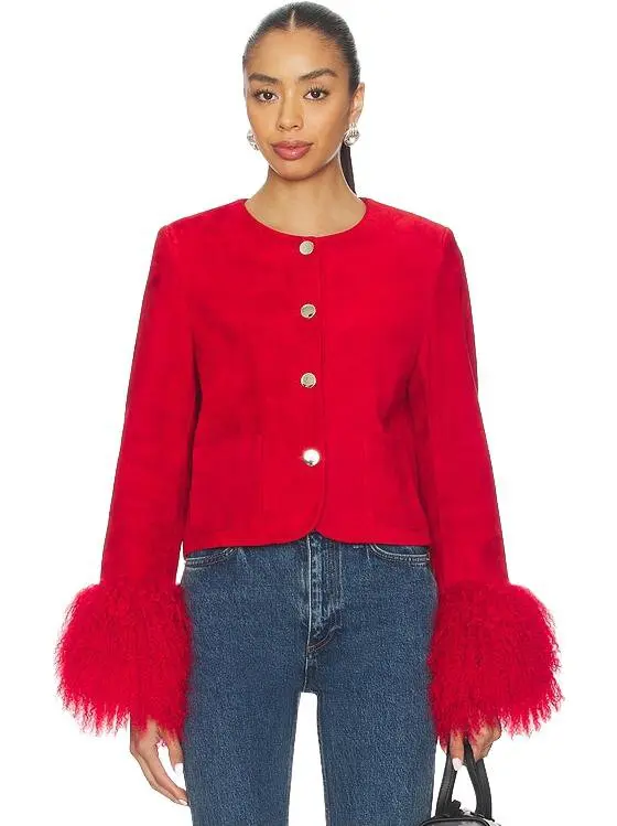 SUSANNA CHOW Frida Suede Jacket - Red