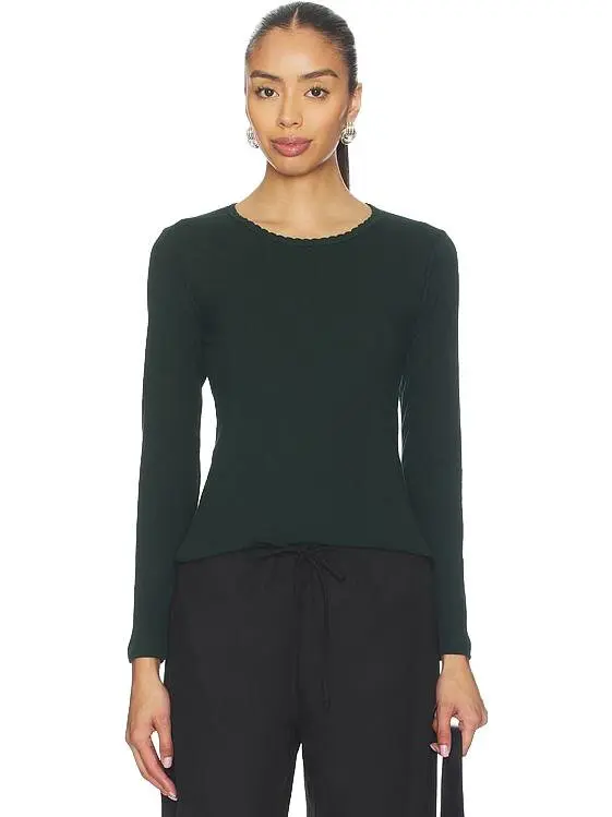 LESET Pointelle Slim Fit Long Sleeve - Forest