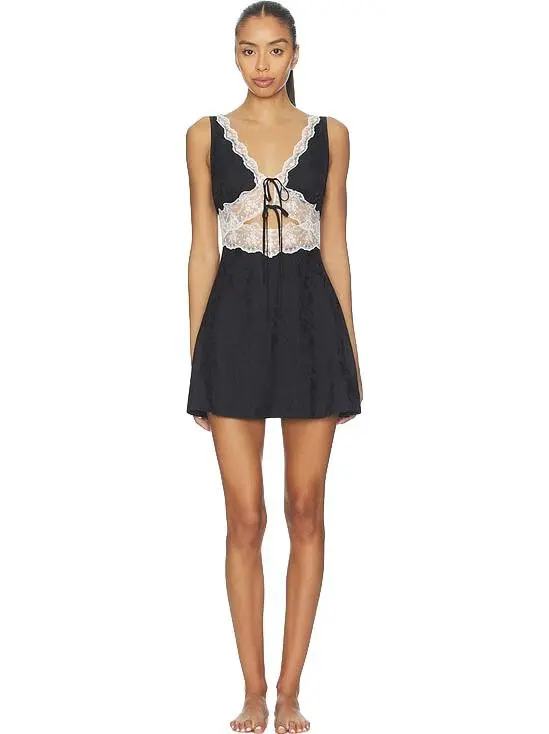 For Love & Lemons Jacquard Mini Slip - Black