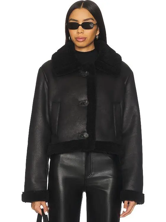 MORE TO COME Cyrilla Faux Leather Jacket - Black