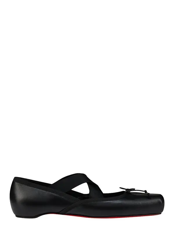 CHRISTIAN LOUBOUTIN Cassiasticina Leather Ballerina Flats - Black