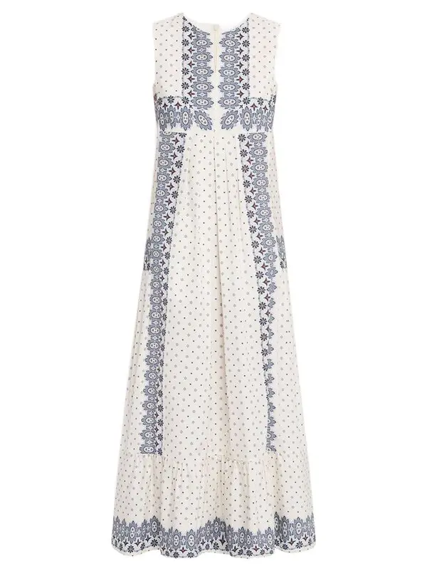 Max Mara Manila Floral-print Cotton Poplin Midi Dress - White