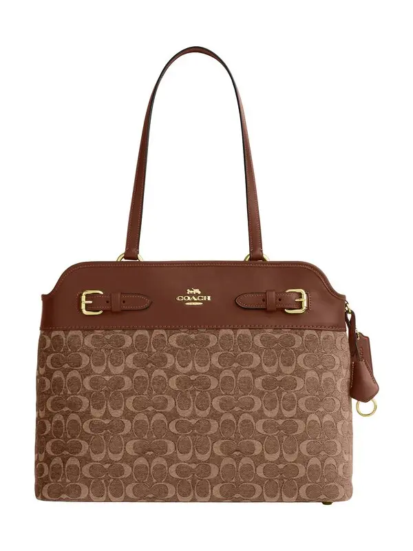 COACH OUTLET Easton Tote Bag In Signature Chenille - Gold/light Khaki/vintage Brown