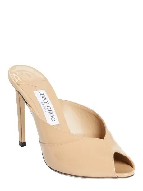 JIMMY CHOO Brigitte Peep-toe Mules - Chai