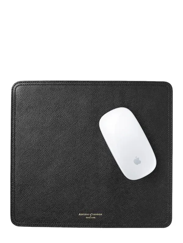 ASPINAL OF LONDON Travel Mouse Pad In Moleskin Soft Saffiano - Black