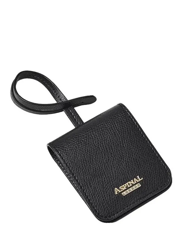 ASPINAL OF LONDON Travel Luggage Tag In Soft Saffiano - Black