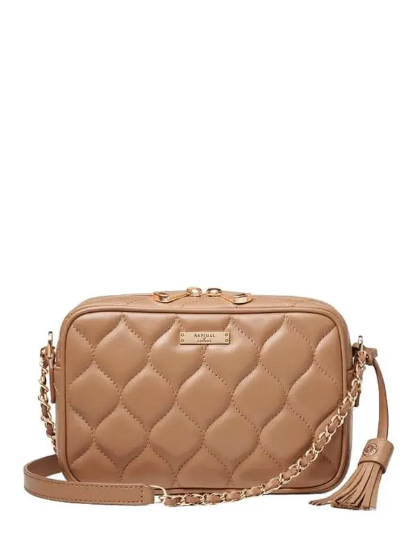 ASPINAL OF LONDON Alice Quilted Nappa Crossbody Bag - Tan