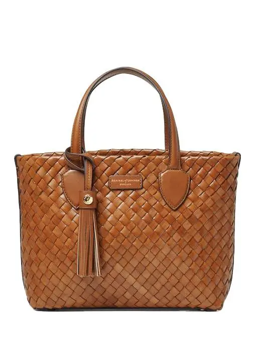 ASPINAL OF LONDON Small Island Woven Tote Bag - Tan
