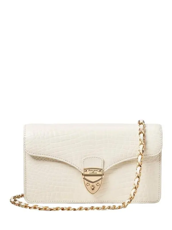 ASPINAL OF LONDON Mayfair Croc-effect Clutch - Ivory