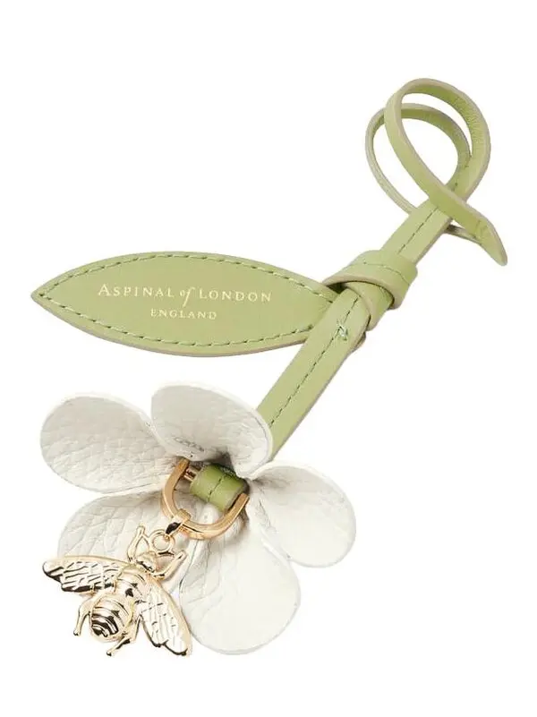 ASPINAL OF LONDON Wildflower & Bee Charm In Sky Pebble - White