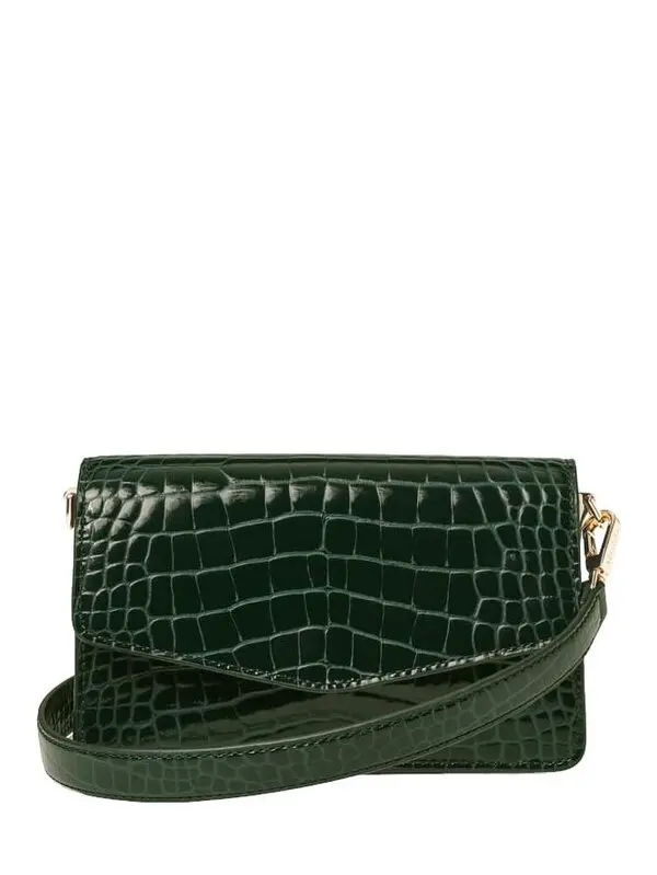 ASPINAL OF LONDON Eliza Clutch In Patent Croc - Green