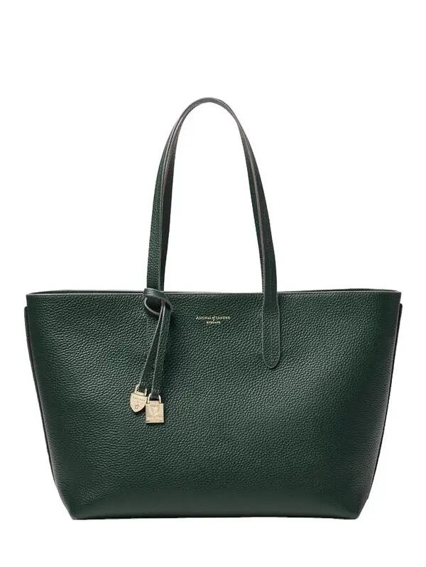 ASPINAL OF LONDON Zipped East West Leather Tote Bag With Charms - Green