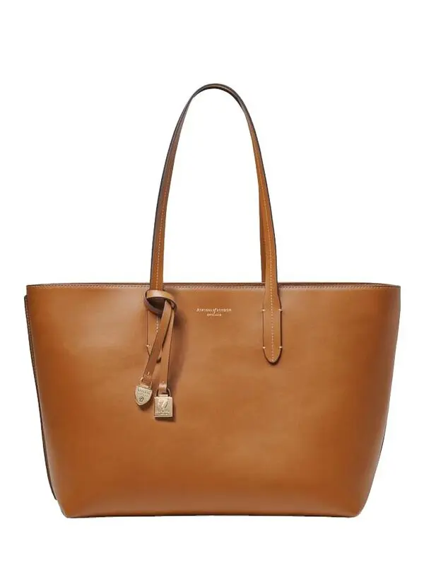 ASPINAL OF LONDON Zipped East West Tote With Charms - Tan