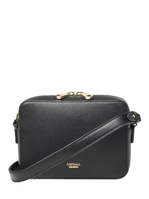 ASPINAL OF LONDON Camera Crossbody Bag In Woven Leather - Black