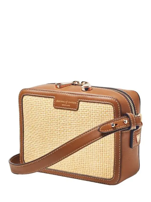 ASPINAL OF LONDON Camera Crossbody In Soft Saffiano Leather - Neutral/tan
