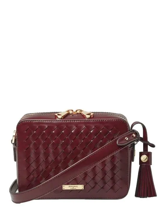 ASPINAL OF LONDON Camera Woven Leather Crossbody Bag - Red